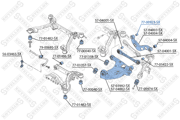 Сайлентблок зад. балки Audi A4 01> прав лев Stellox 77-00923-SX
