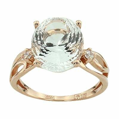 Кольцо, красное золото, 585 проба, горный хрусталь