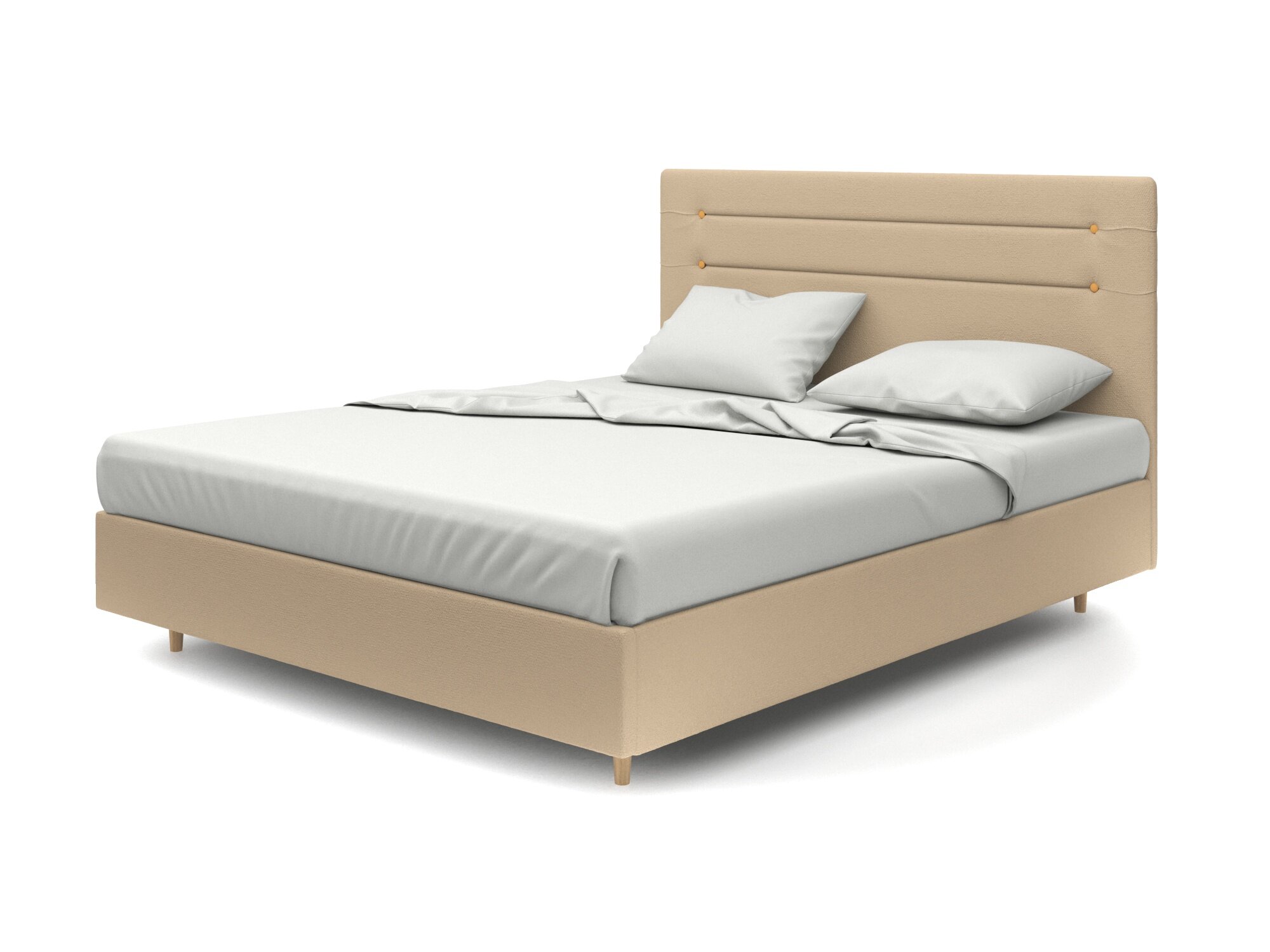 Кровать двуспальная Soft Element Серна 160х200 Beige, с мягким изголовьем, с подъемным механизмом, с ящиками, велюр