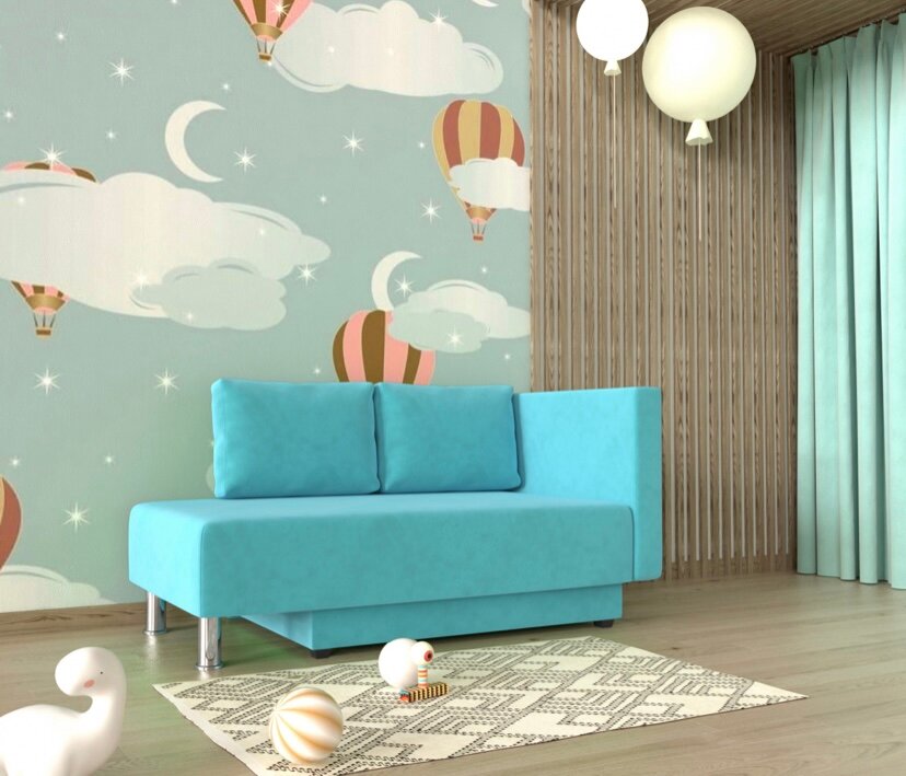 Детский диван Леон на столбах, Бирюзовый