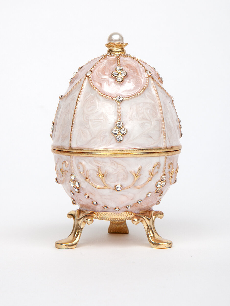 Шкатулка сувенирная "Фаберже" IsmatDecor, металл, для украшений, 1 шт, высота 10 см