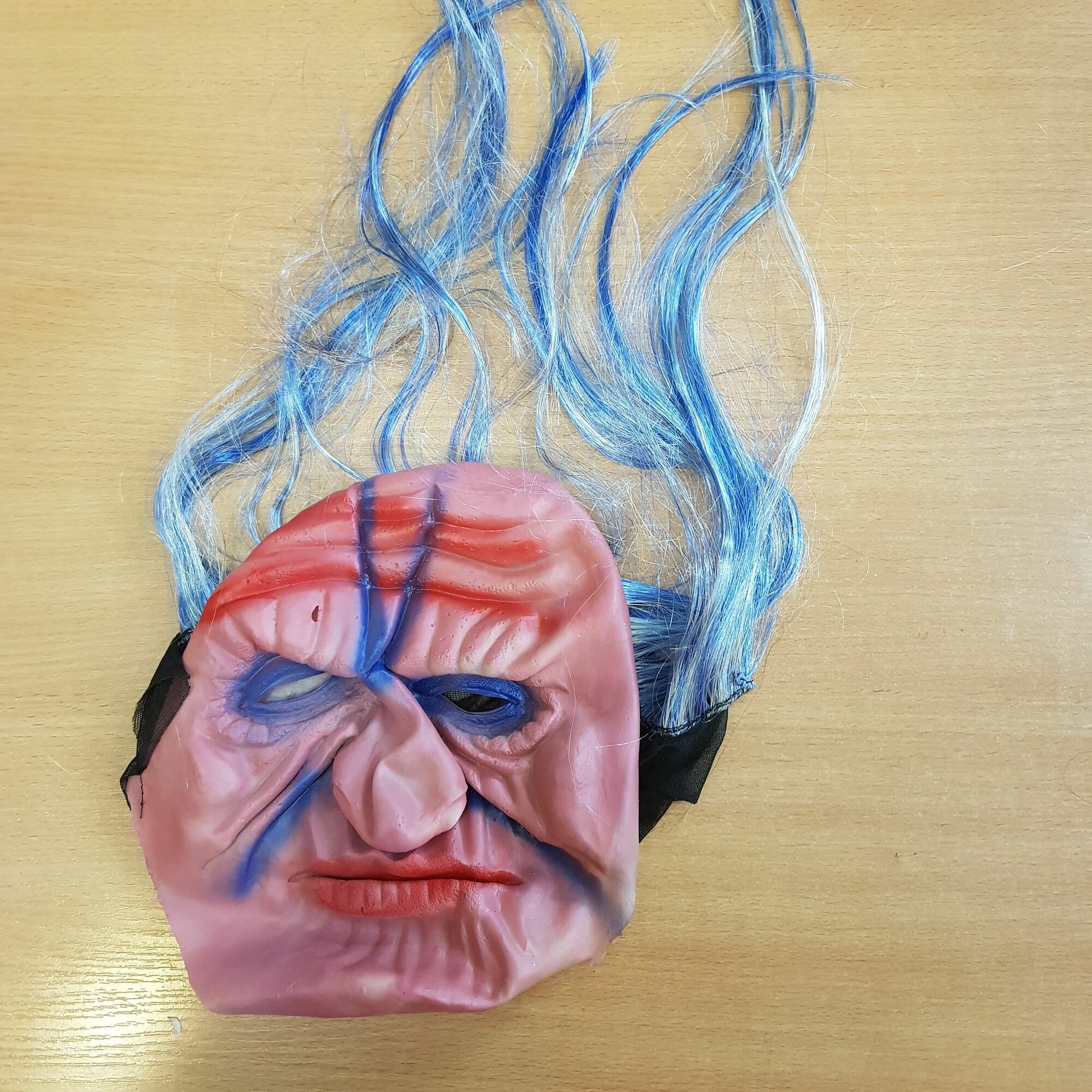 Маска карнавальная "Страшила Баба-Яга" латекс, с волосами, 20х21см 1154