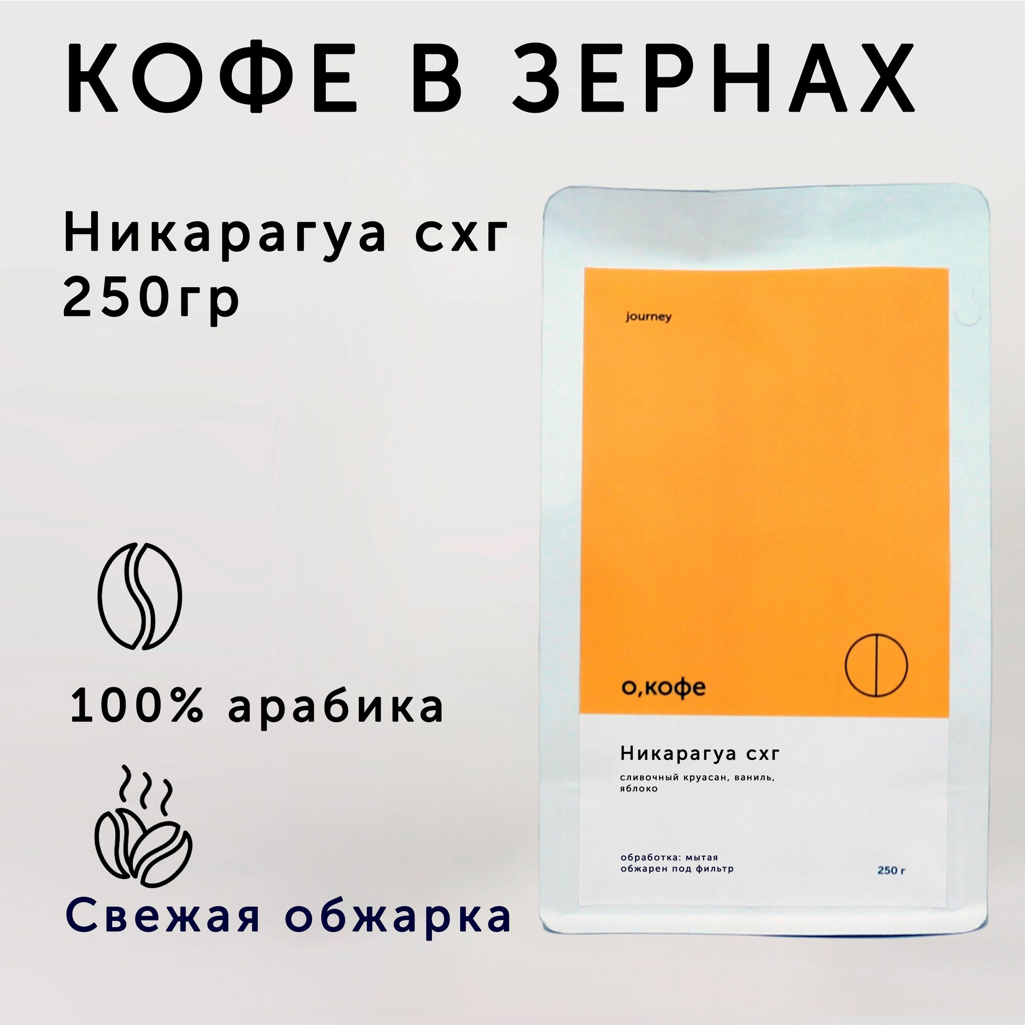 Кофе в зернах О, кофе Никарагуа схг 250 гр, фильтр