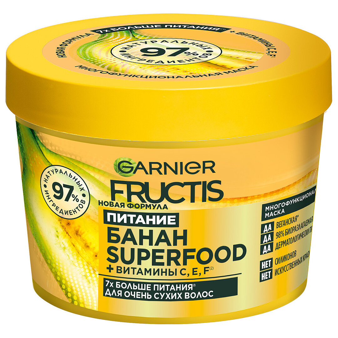 Маска для волос питательная Garnier Fructis Superfood Банан 390мл