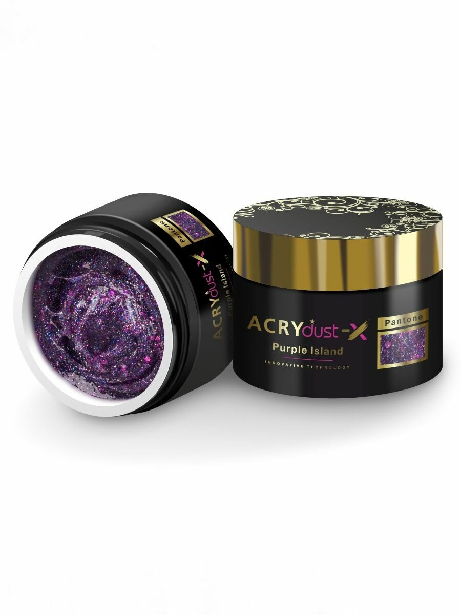 Акригель для ногтей с блёстками Nail Club ACRYDUST-X Purple Island 30 мл