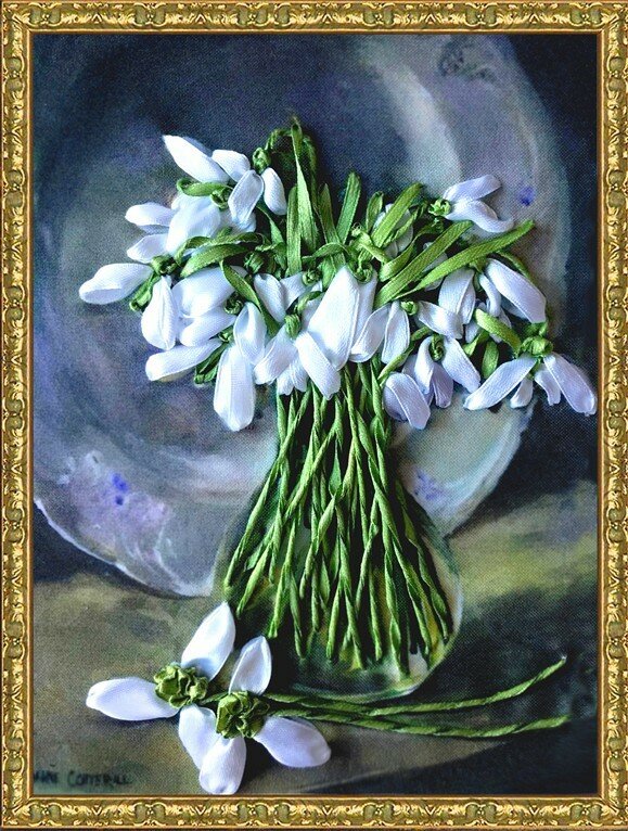 Набор для вышивания FeDi #ЛП1211 Подснежники, Вышивка лентами, 15 х 20 см