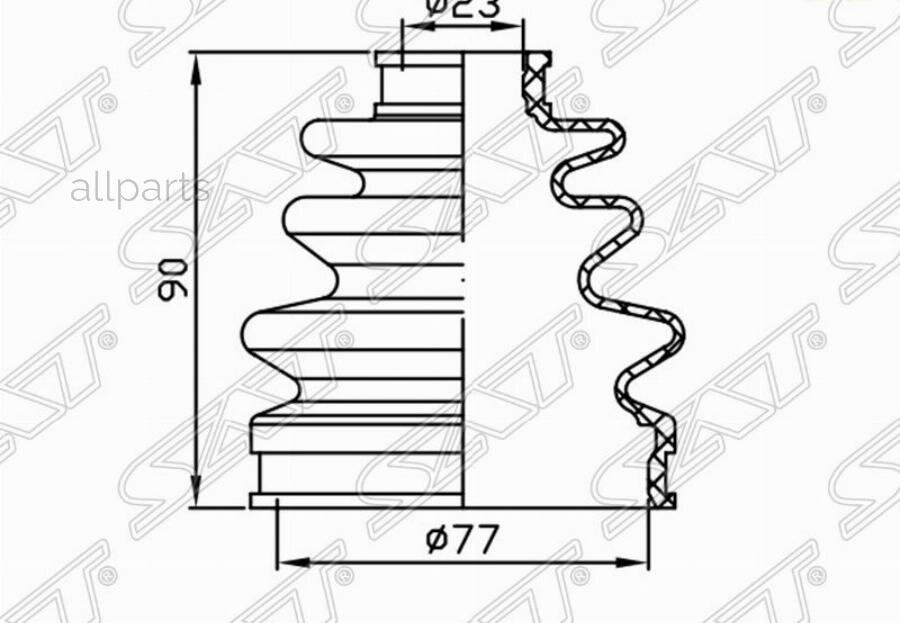 SAT C-1083 Пыльник шруса внутренний FR HONDA CR-V RD5/RE (2 хомута. резина)