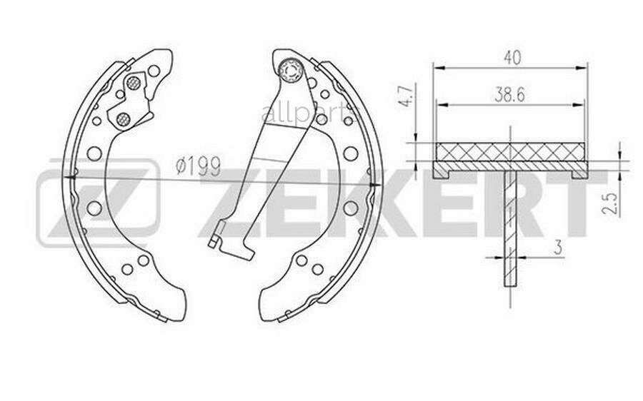 ZEKKERT BK-4075 Колодки торм. бараб. задн. Audi 100 II 76- 80 III-IV 78- 90 II-III 84- Chery Fengyun (A11) 09- V
