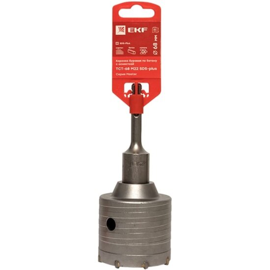 Коронка буровая по бетону с оснасткой Ekf TCT-68 М22 SDS-plus Master, tct-68-m22