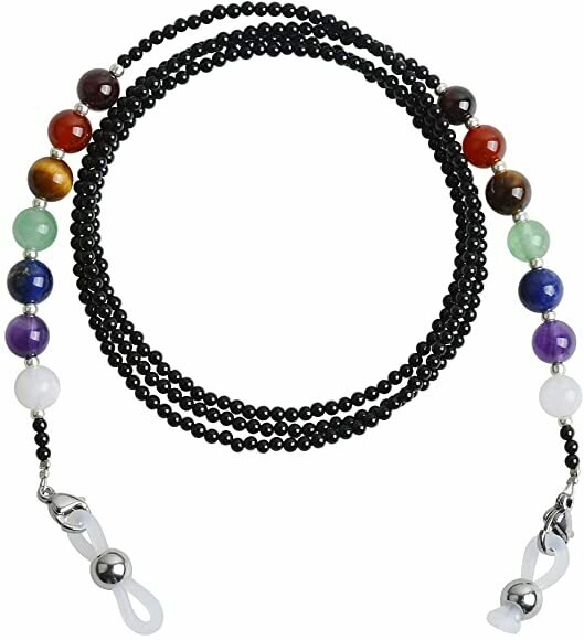 Цепочка для очков из черного агата и натуральных камней шнурок для очков держатель для очков Hrustalek