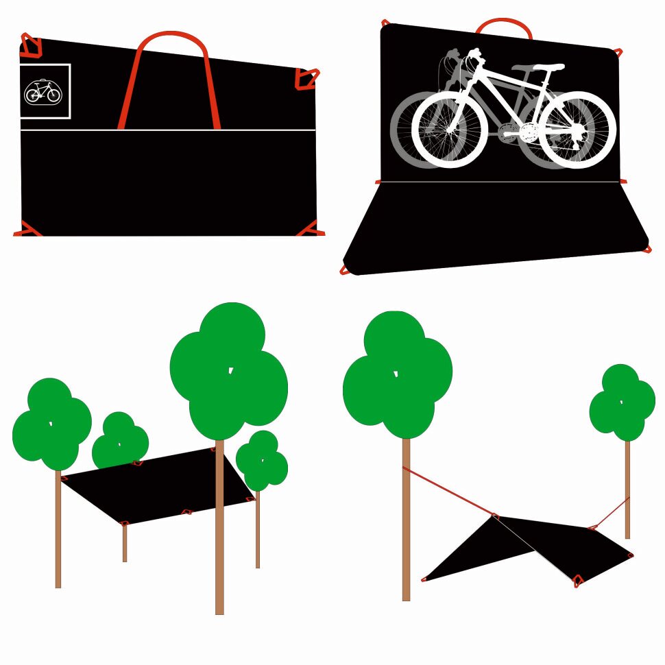 Чехол Veloangar V1, непромокаемый тент, для велосипеда, черный с красным, нейлон