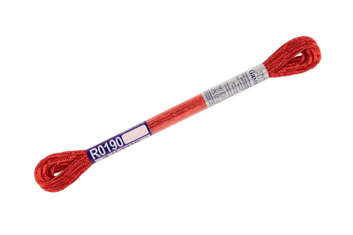 Мулине "Gamma" 100% вискоза 8 м R0190 красный