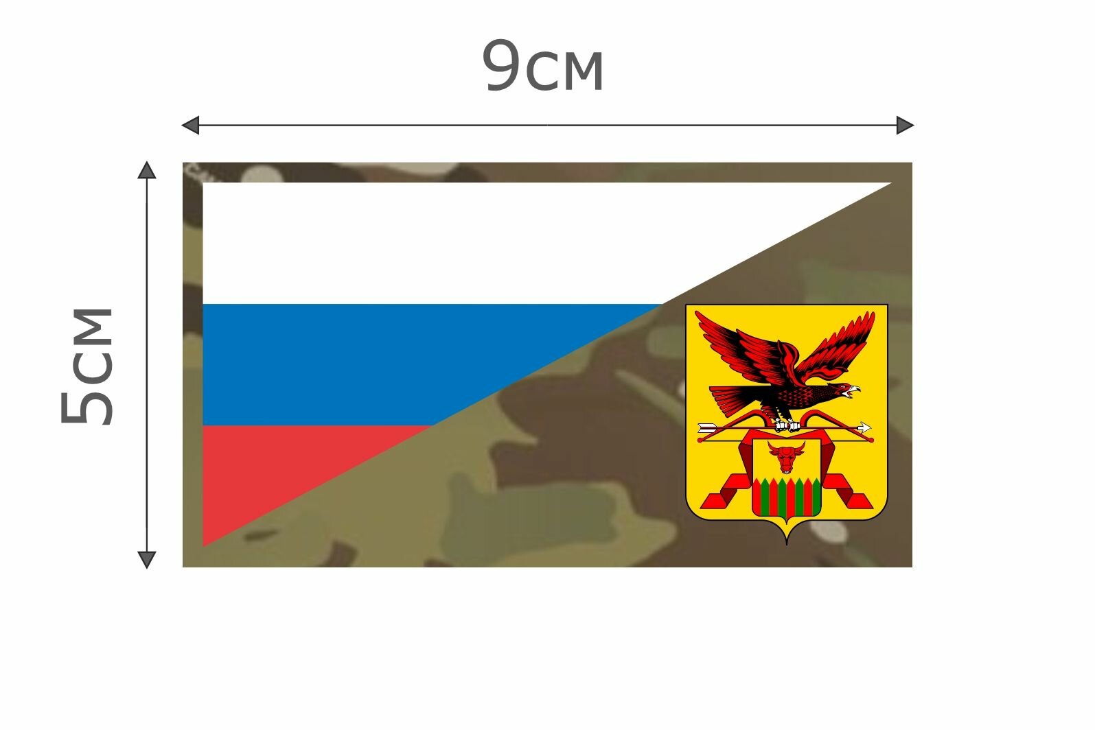 Ф075MC Нашивка , патч (шеврон) MC Флаг РФ Забайкальский край 5*9 см