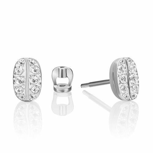 Серьги пусеты, белое золото, 585 проба, родирование, топаз