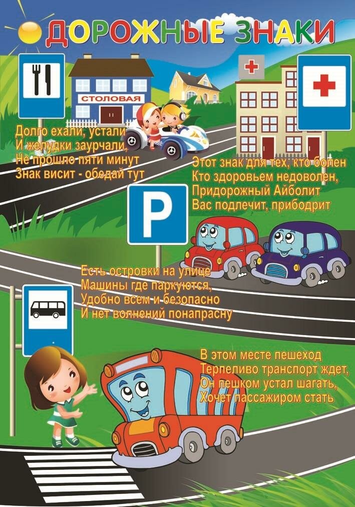 Плакат - таблица Дорожные знаки (1x0,7)