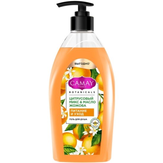 Гель для душа Camay цитрусовый микс и масло жожоба, 750 мл