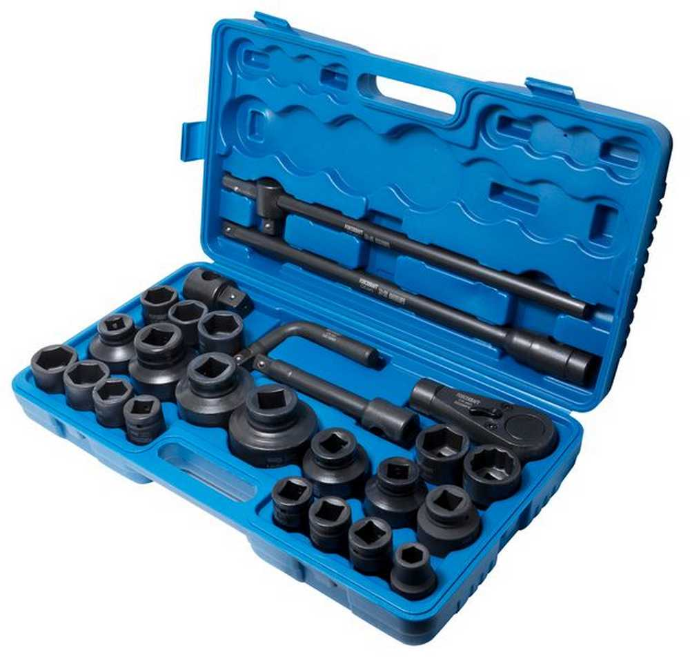 FORCEKRAFT FK682625MPB Набор инструментов ударных Profi 26 пр, 6гр, 3/4, 17,19,21,22,24,27,30,32-36,36-12гр,38,41,46,50 мм 1 inch - 55,60,65 мм, в кейсе