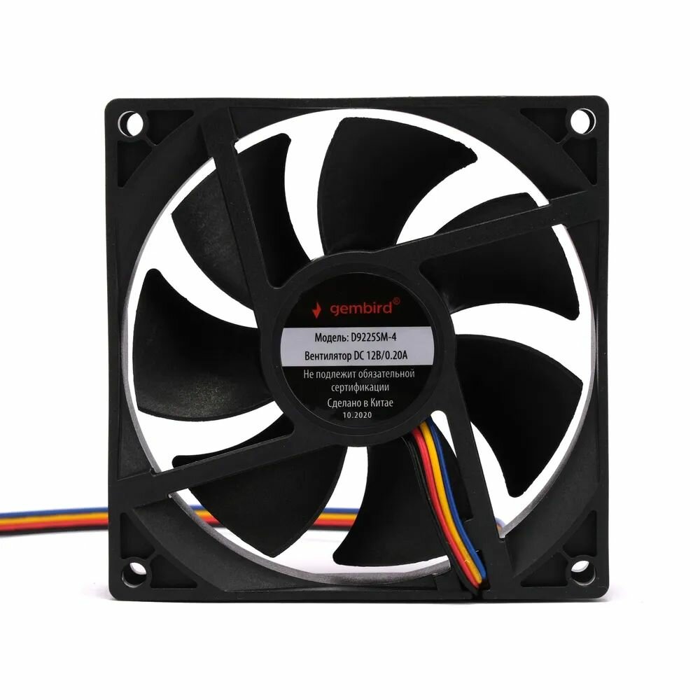 Вентилятор для корпуса Gembird D9225SM-4 92x92x25, втулка, 4 pin, провод 30 см