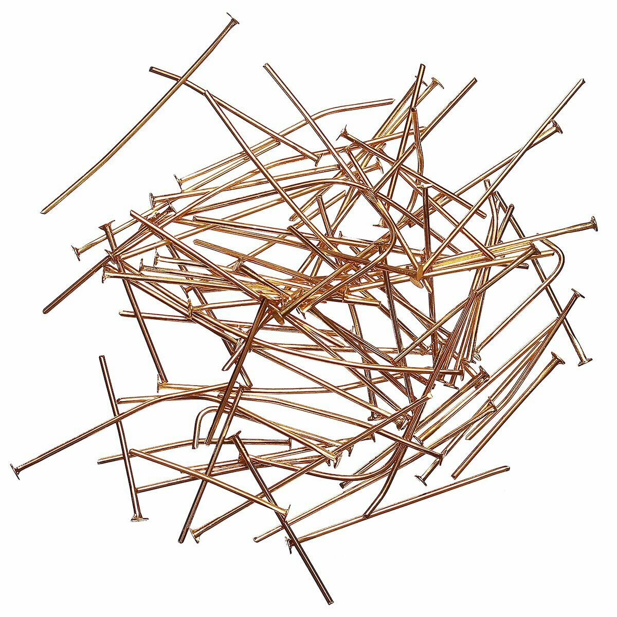 Пины со шляпкой, 16-50х0.7мм, базовый материал - железо, золотистого цвета, 10 грамм