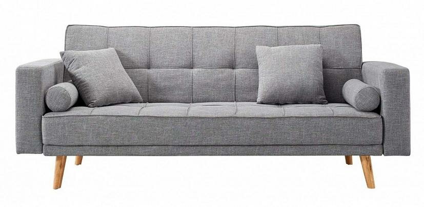 Прямой диван Сканди Серая Рогожка, книжка, 215х86х95 см