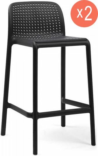 Комплект из 2-х полубарных стульев NARDI Lido Mini со спинкой, для кухни, высота сиденья 65 см, цвет антрацит