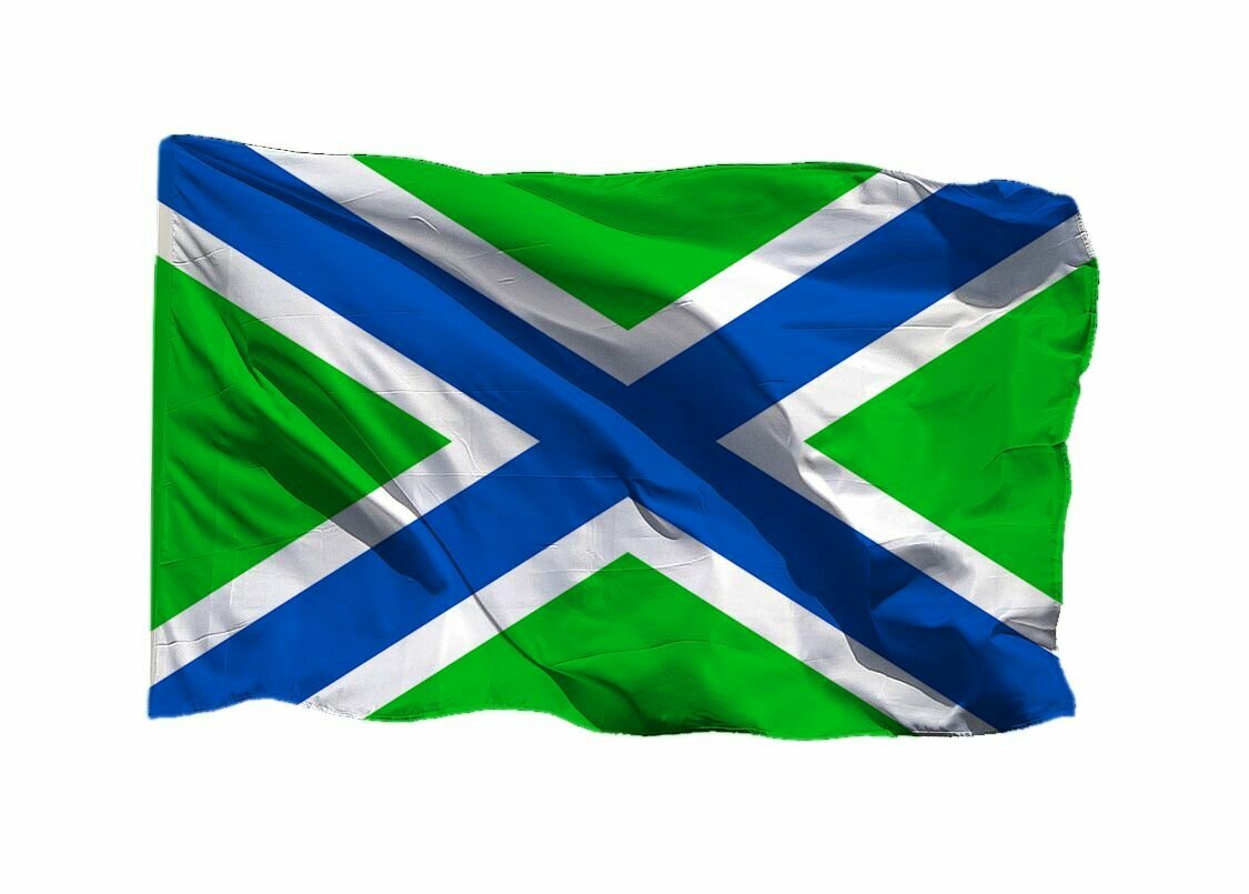 Флаг кораблей, катеров и судов пограничных органов России 90х135 см на сетке для улицы, для флагштока