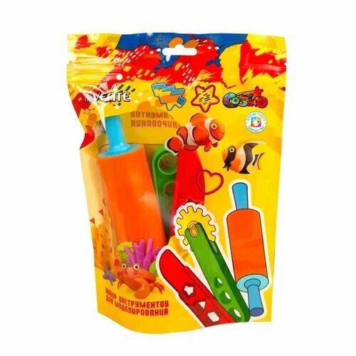 Набор для моделирования и лепки, deVENTE, 6 предметов (1 скалка + нож + ручка от ножа и 3 роллера)