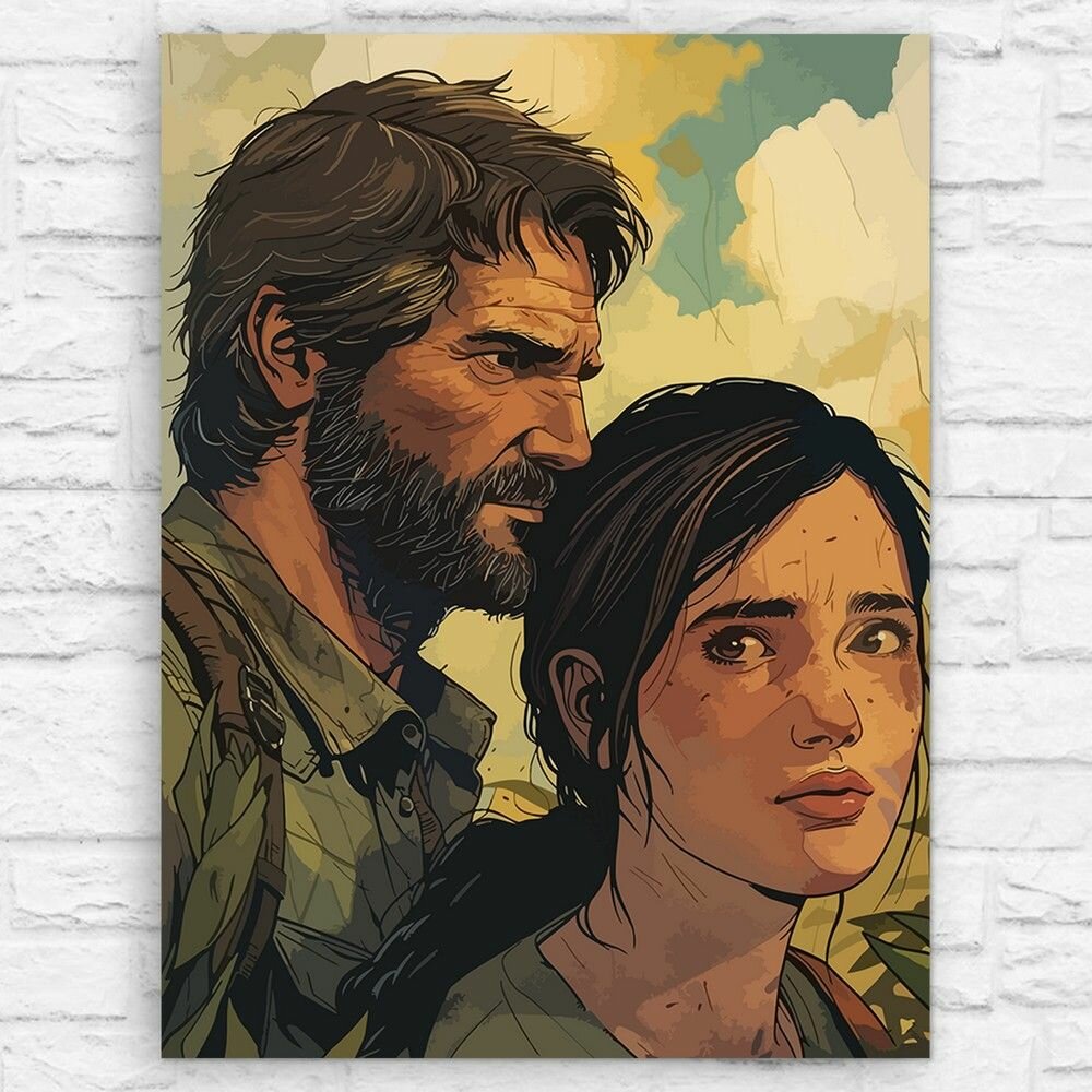 Картина по номерам на холсте игра Last of us (Одни из нас, Элли и Джоэл) - 15163 В 30x40