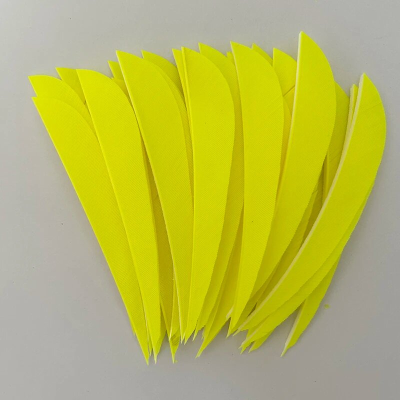 Перья для стрел 4 дюйма из перьев индейки, правое крыло Светло-желтый, Fluorescent Yellow