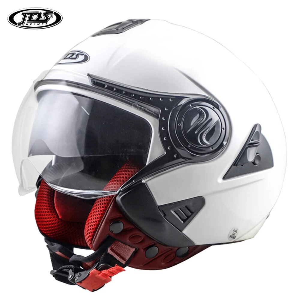 Шлем мотоциклетный мужской с двойными линзами, каска с открытым лицом для XL, 622 White Helmet