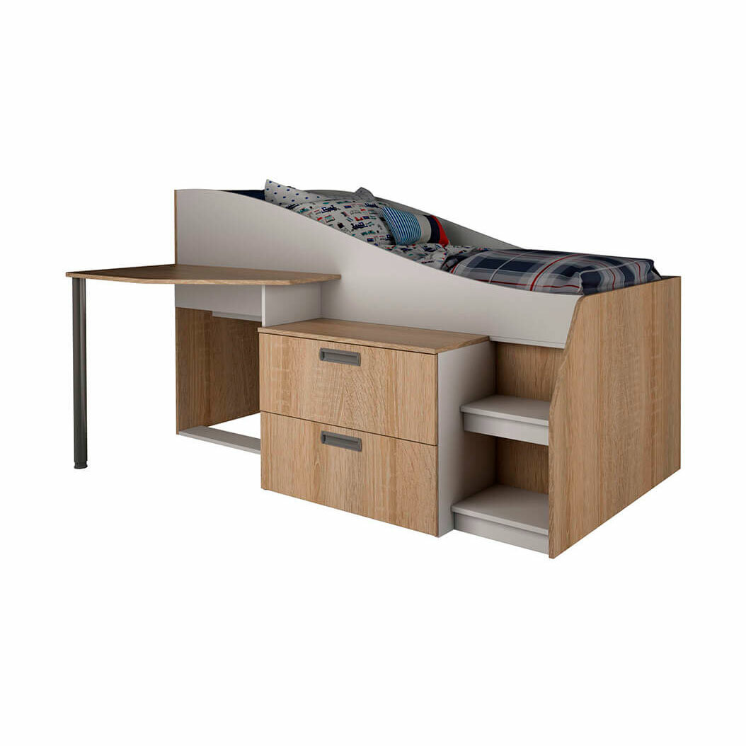 Кровать детская 80х190 Скаут 193,2х108,8х138,2 см, белый/ дуб сонома