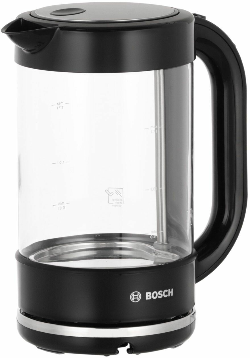 Чайник Bosch TWK70B03 1.7л. 2400Вт , черный (стекло), 1.7 литра
