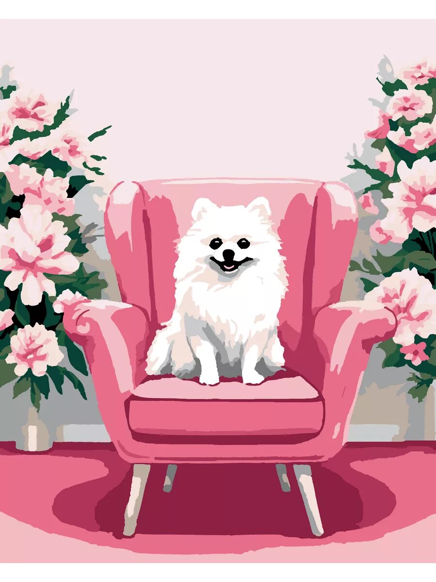 Картина по номерам Шпиц 40х50 см Холст на Подрамнике