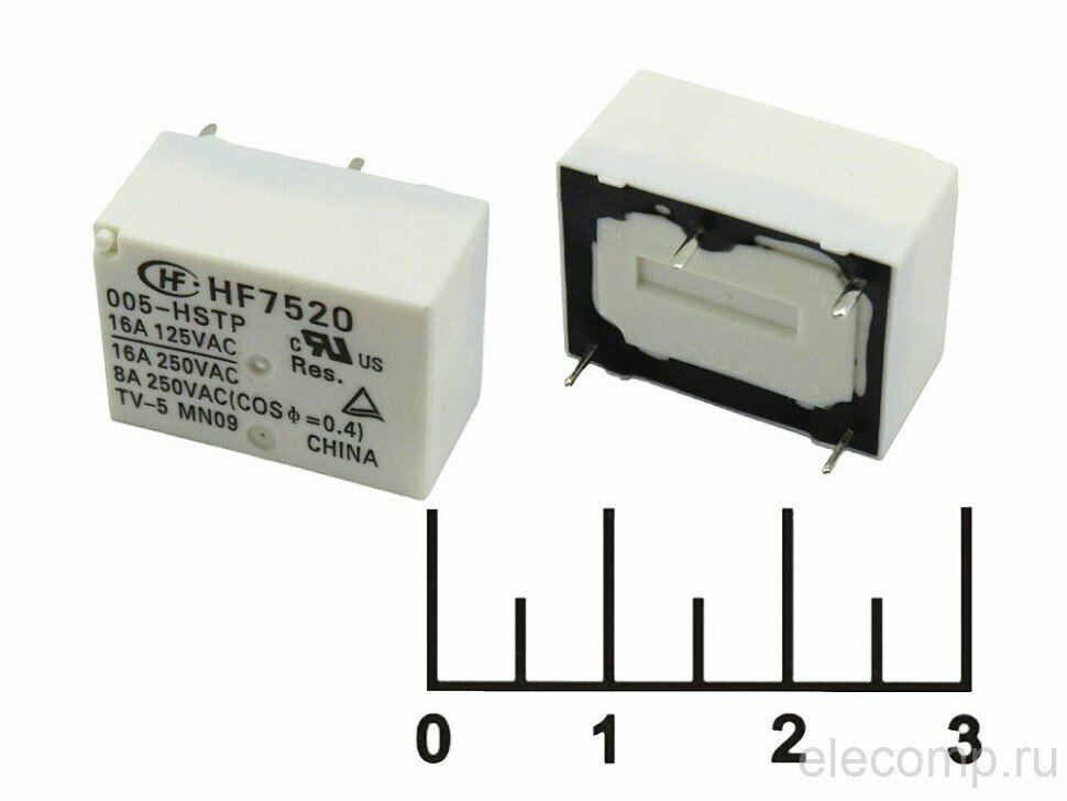 Реле =5V 16A/250V HF7520 005-HSTP