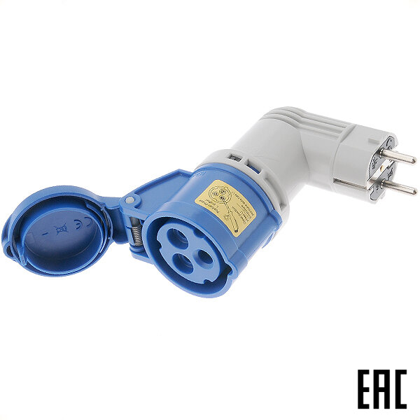 Переходник вход вилка "евр" - выход розетка 2Р+Е IP20 PCE 9434100