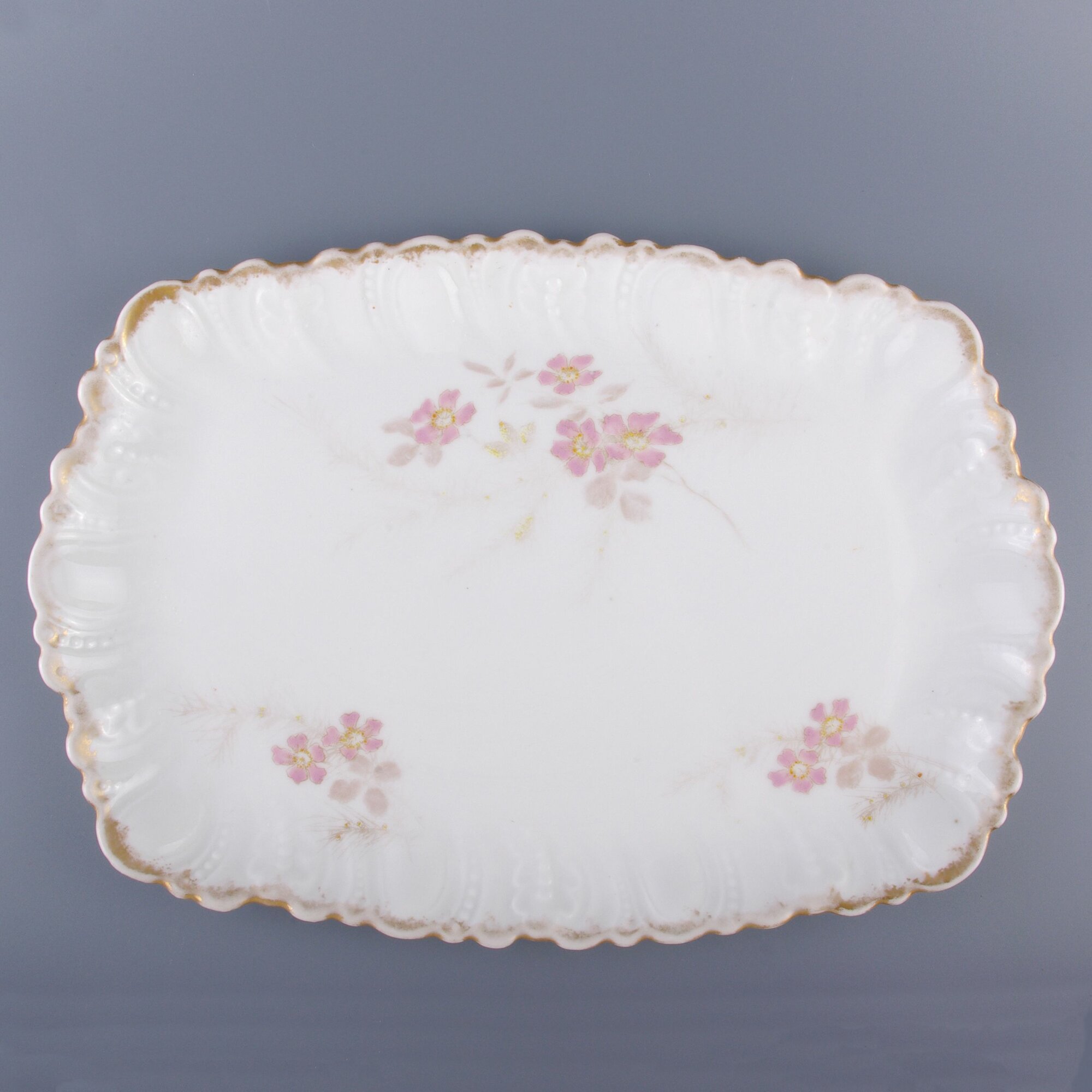 Винтажный поднос/ блюдо "Полевые цветы." Фарфор, ручная роспись. Limoges France, Франция, середина ХХ века