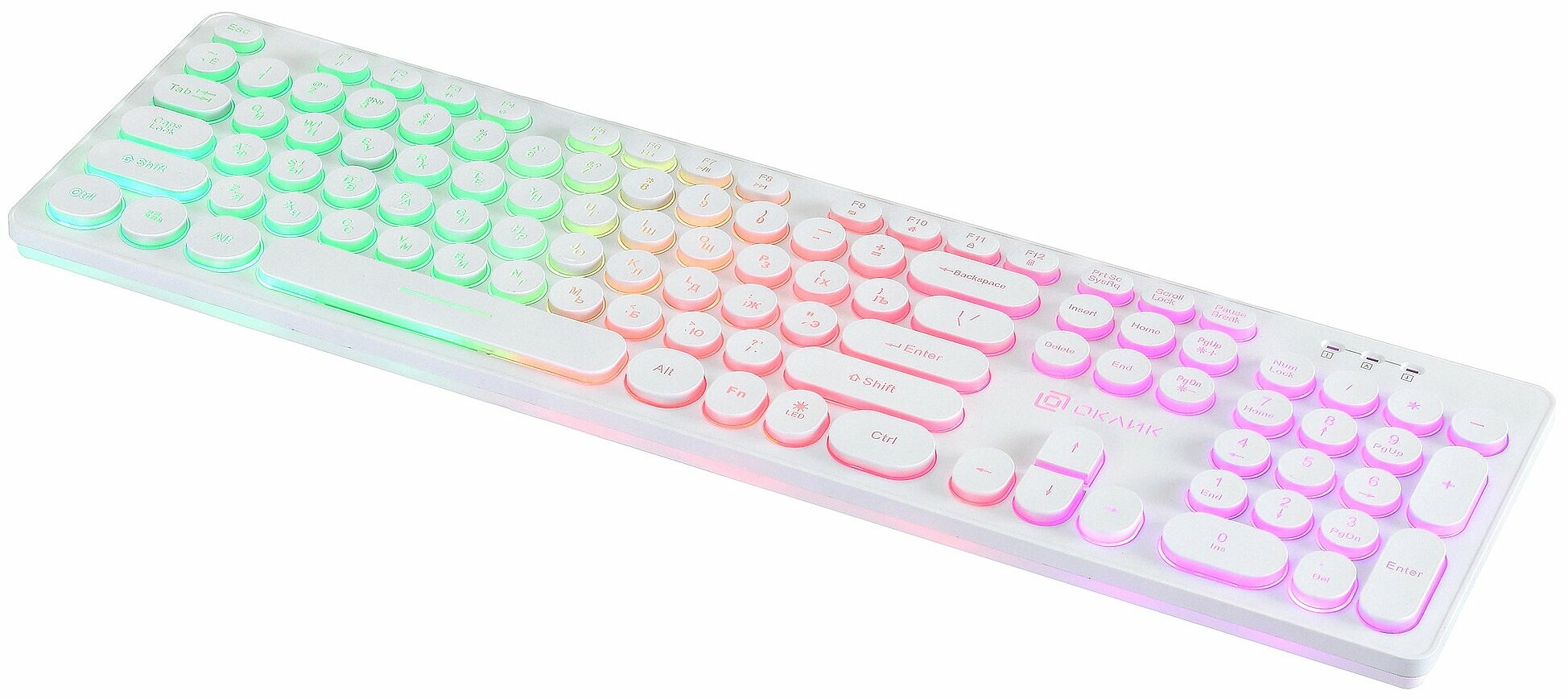Клавиатура Oklick 420MRL white USB slim Multimedia LED [1091227]