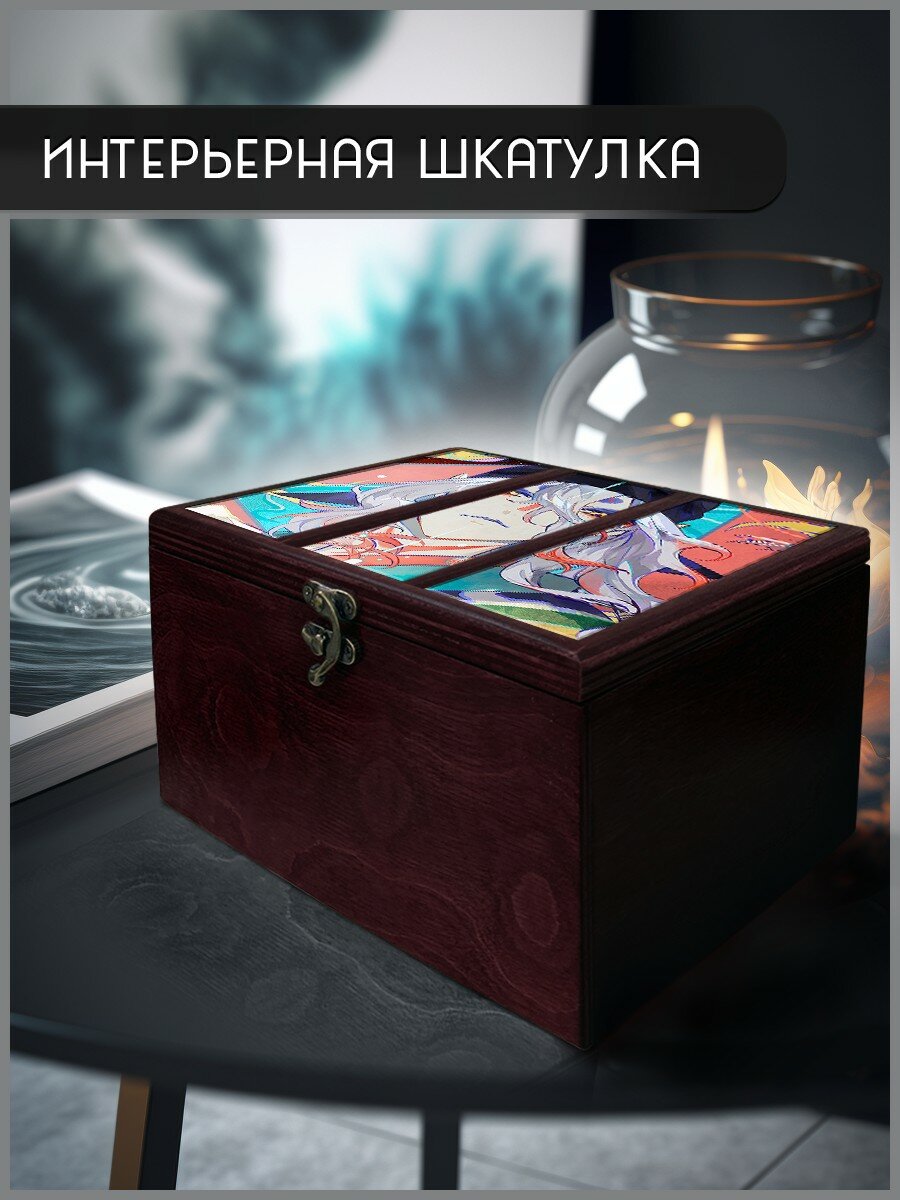 Шкатулка интерьерная вишня "Тройная" для украшений универсальная 22x17x12 см Аниме Mononoke (Аптекарь, монстры, Япония, эстетика) - 866