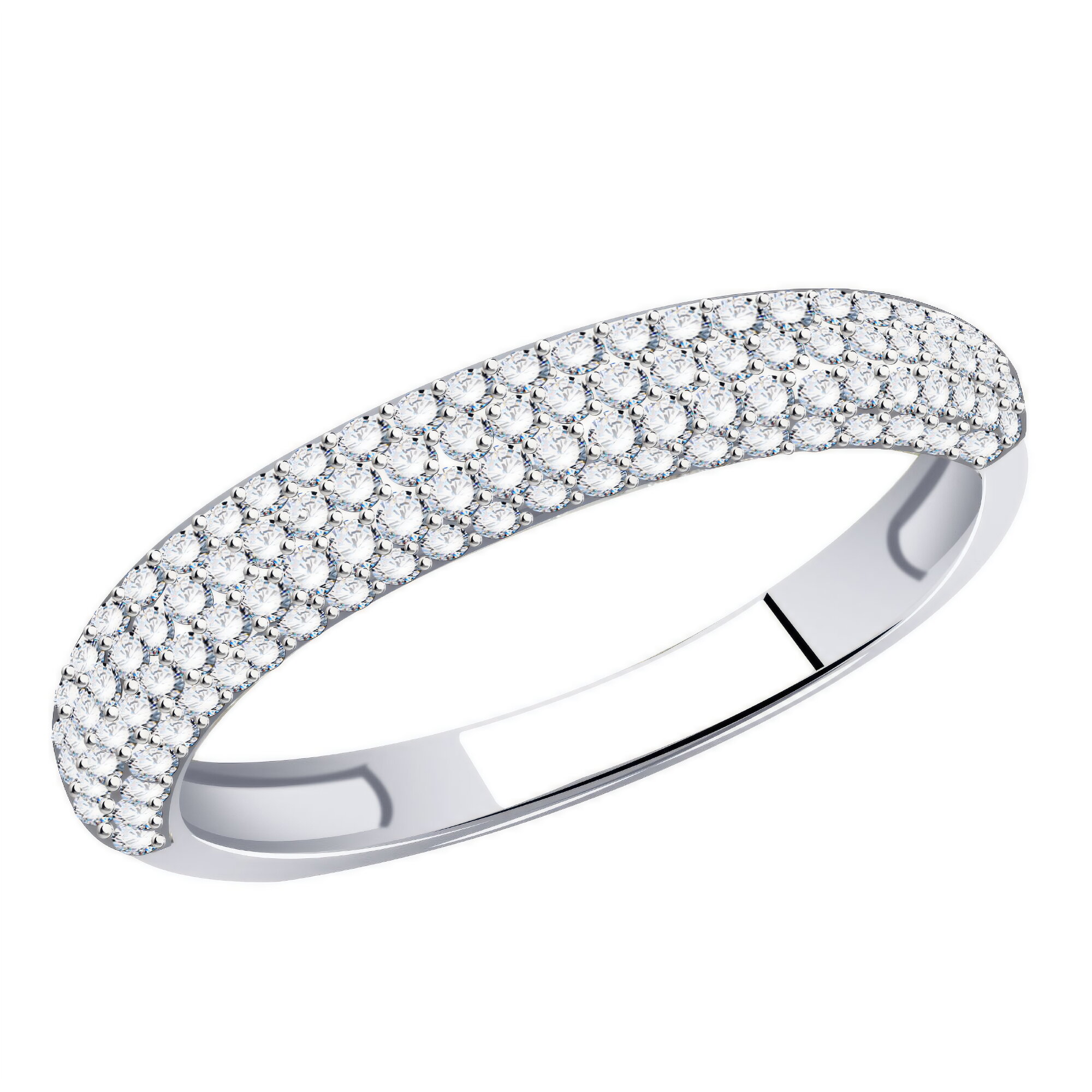 Кольцо дорожка, белое золото, 585 проба, фианит