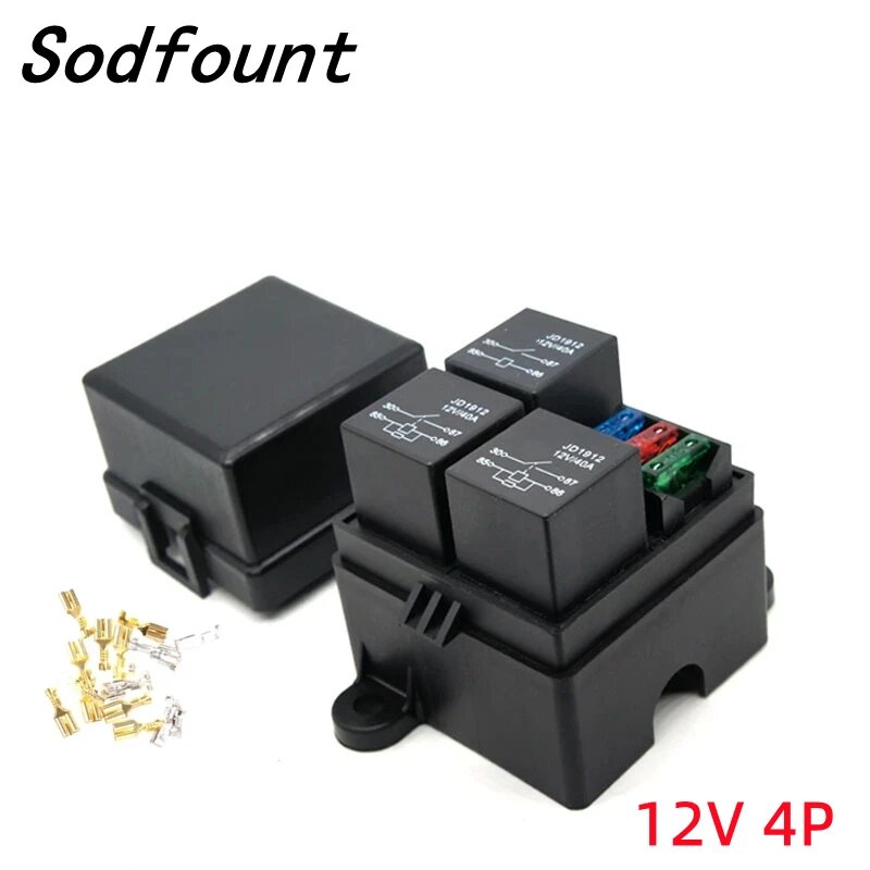 Держатель предохранителей и реле 3-позиционный 12В 40А 12V 4P Relay