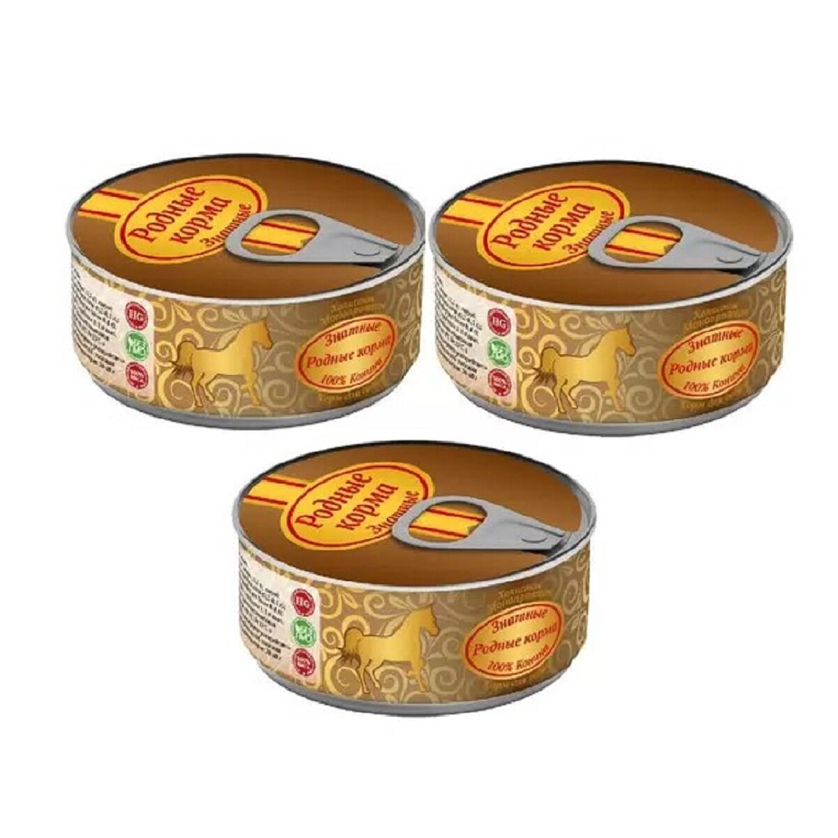 Родные корма знатные консервы 100% конина для собак 100 г, 3 штуки