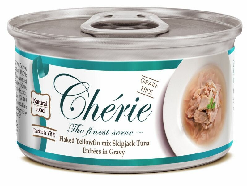 Корм влажный Pettric Cherie Flaked Yellowfin Mix, для взрослых кошек, с тунцом в подливе, 960г ( 80г х 12шт. )