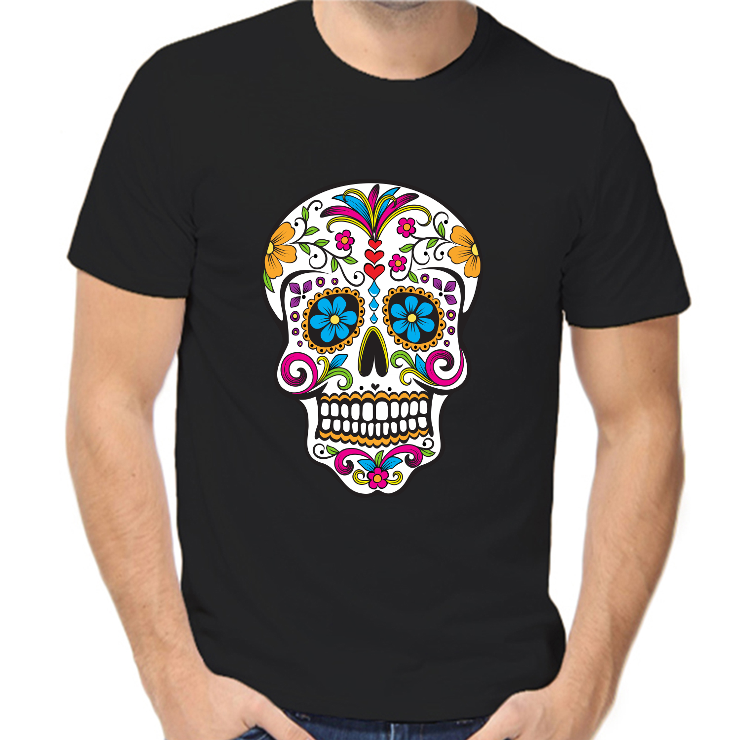 Футболка с черепом в цветах