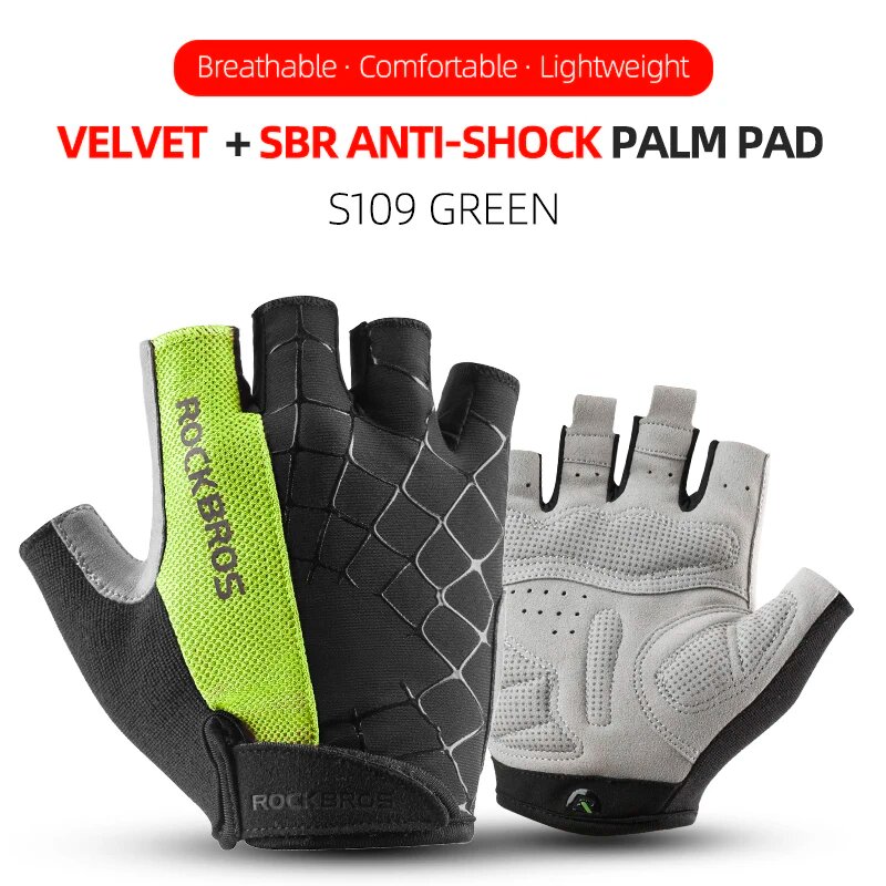 ROCKBROS велосипедные перчатки полупальцевые дышащие черные S, S109G