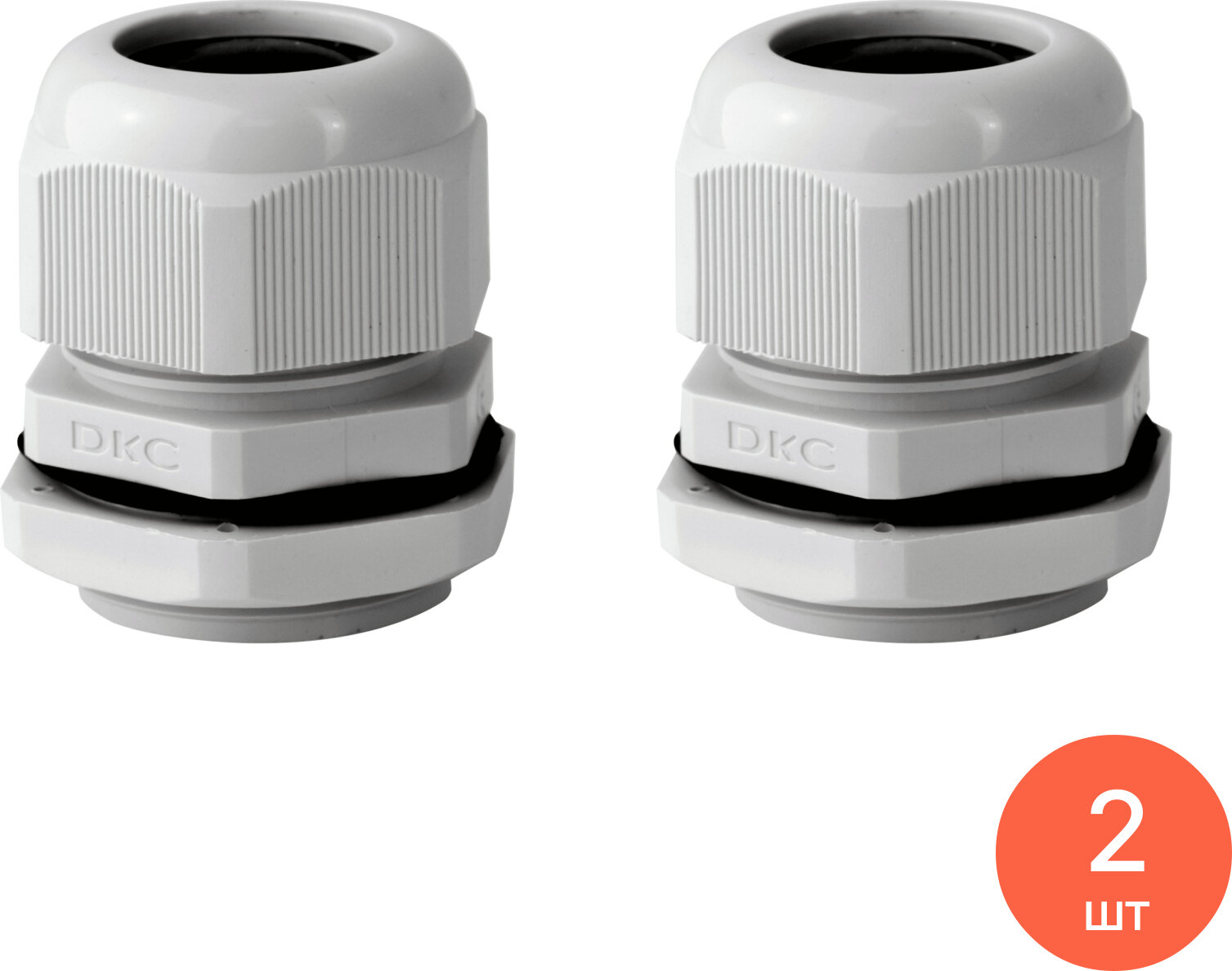 Сальник DKC / ДКС PG36 с контргайкой для герметичного ввода кабеля в щитовое оборудование, полиамид светло-серый, степень защиты IP68, с уплотнительным кольцом, диаметр 20-31мм / электрика (комплект из 2 шт)