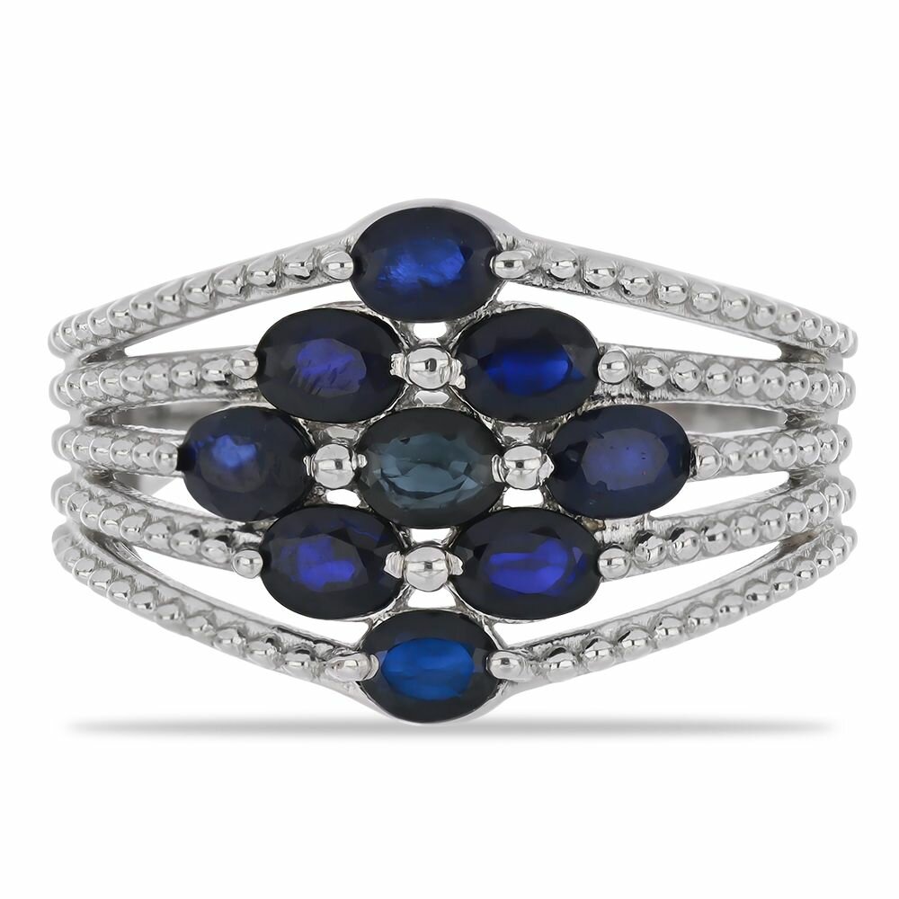 Кольцо, серебро, 925 проба, родирование, сапфир