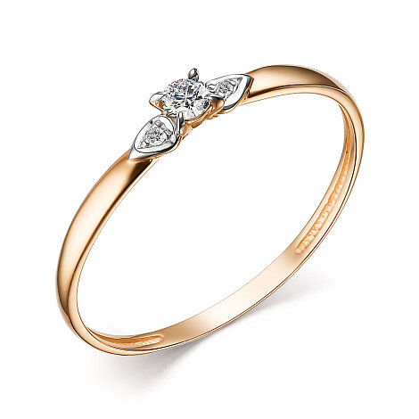 Перстень, красное золото, 585 проба, бриллиант