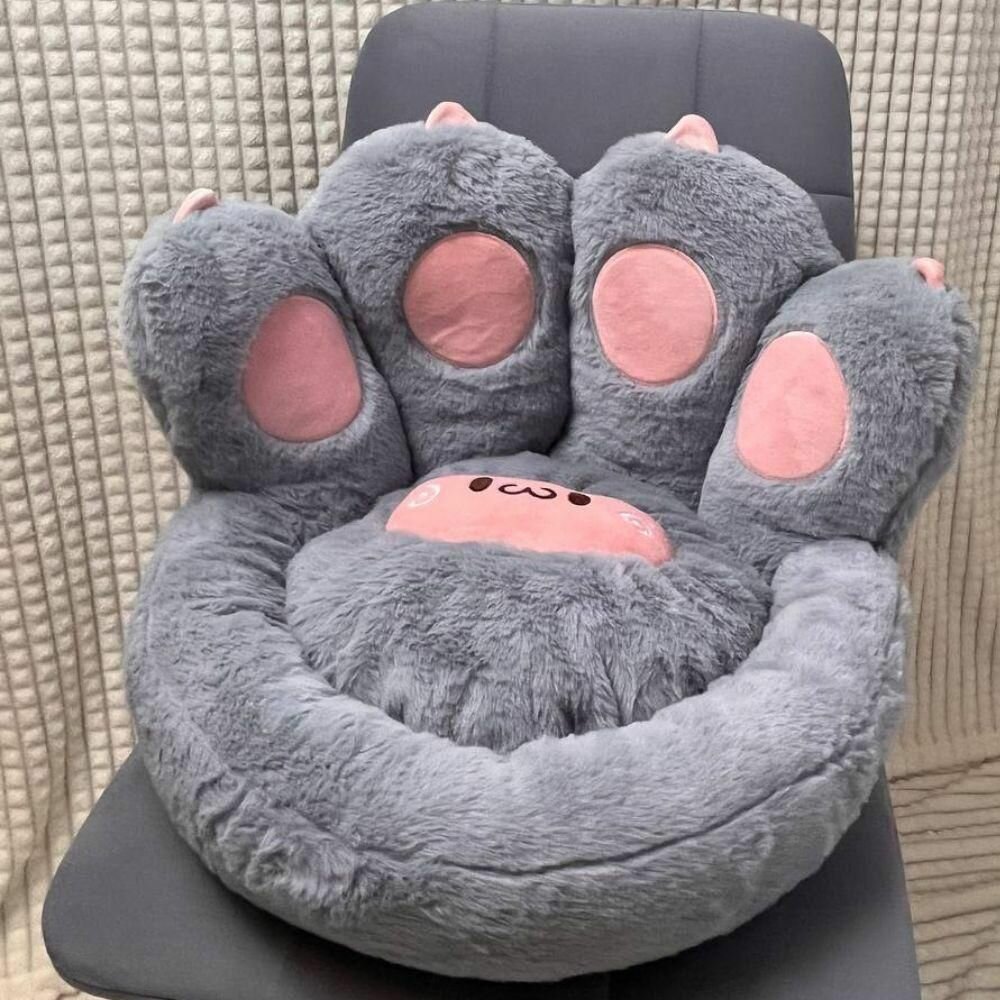 Мягкая игрушка подушка сидушка на стул в кресло Кошачья лапка лежанка