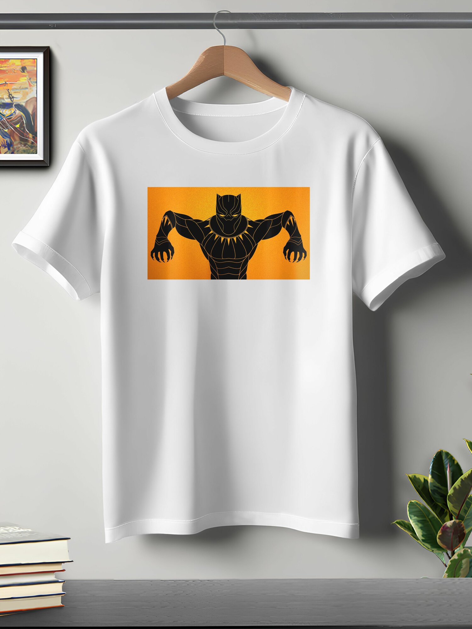 Футболка ONEQ унисекс 50-52 (XL) размер с принтом Черная Пантера, белая