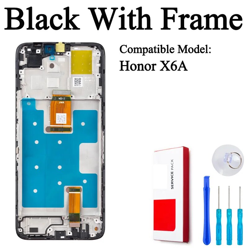 Дисплей для Honor X6A черный с рамкой